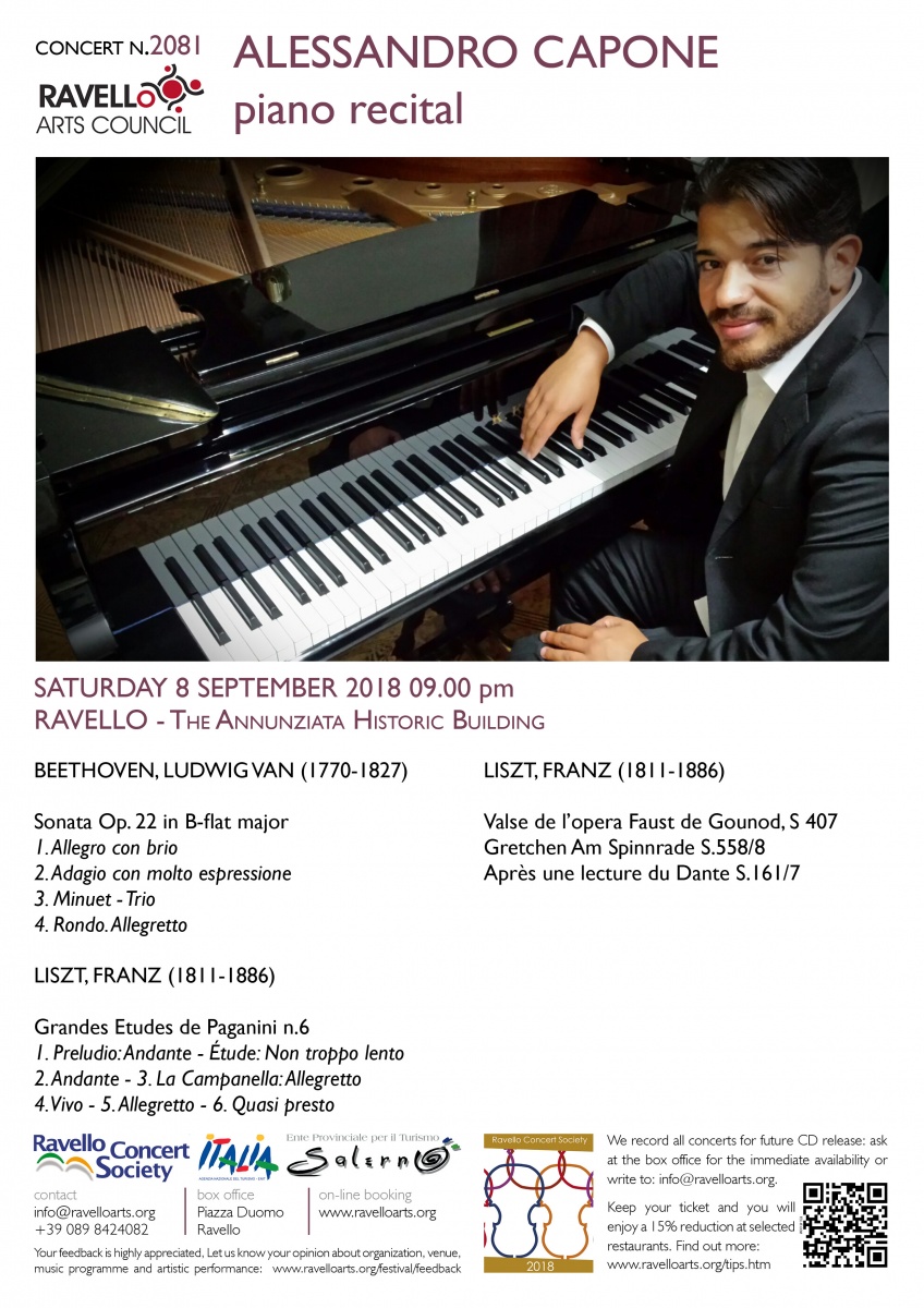 ALESSANDRO CAPONE piano recital - Ravello - il Tacco di Bacco